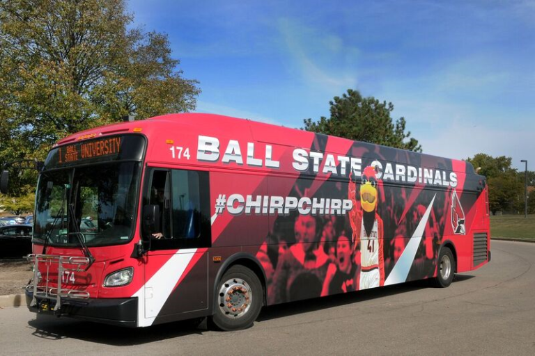 MITS Introduces Ball State Athletics Themed Wrapped Bus — Muncie Journal