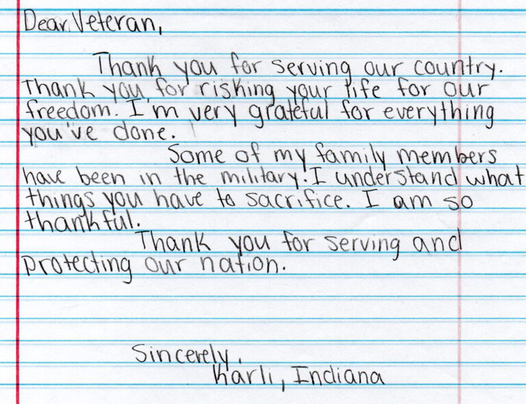 ‘Letters To Veterans’ From Area Students. Today’s Letter Written By ...