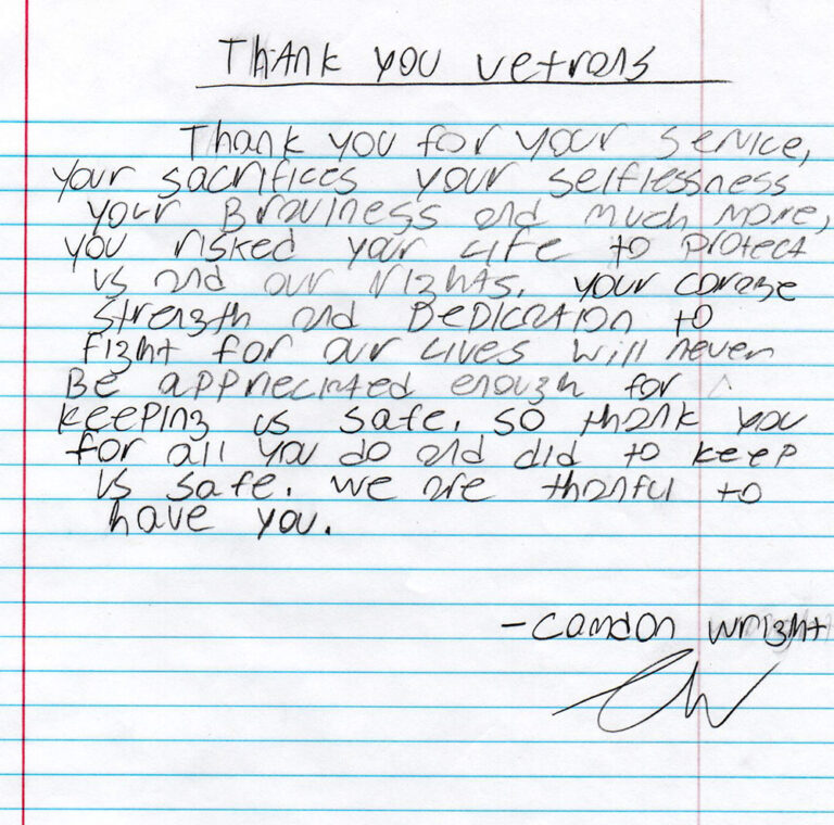 ‘Letters To Veterans’ From Area Students: Today’s Letter Written By ...