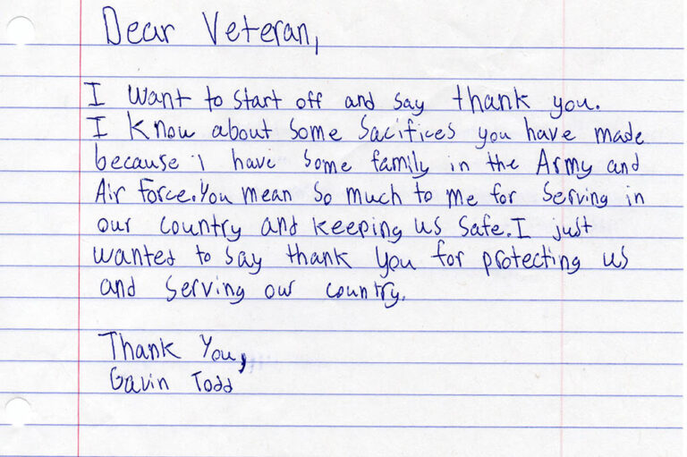 ‘Letters to Veterans’ From Area Students: Today’s Letter Written by ...