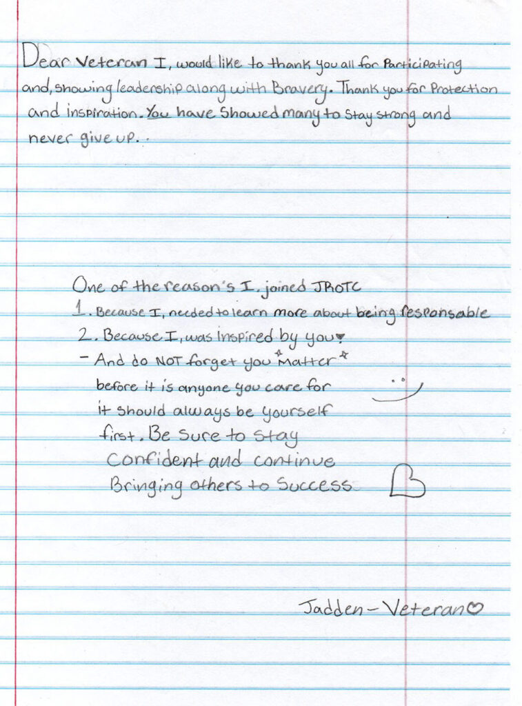 ‘Letters to Veterans’ From Area Students: Today’s Letter Written by ...