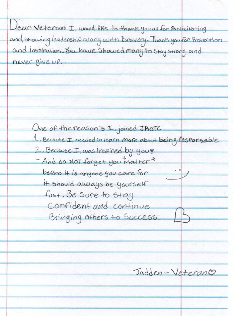 ‘Letters to Veterans’ From Area Students: Today’s Letter Written by ...